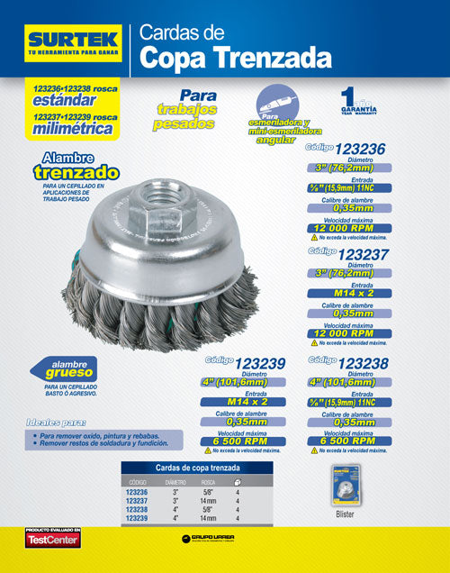 Carda de copa trenzada 4"x0.35 rM14 Surtek – TOOL'S CENTER TLAPALERO ...