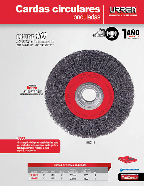 Carda circular ondulada 6"x0.35 r5/8 Urrea – TOOL'S CENTER TLAPALERO